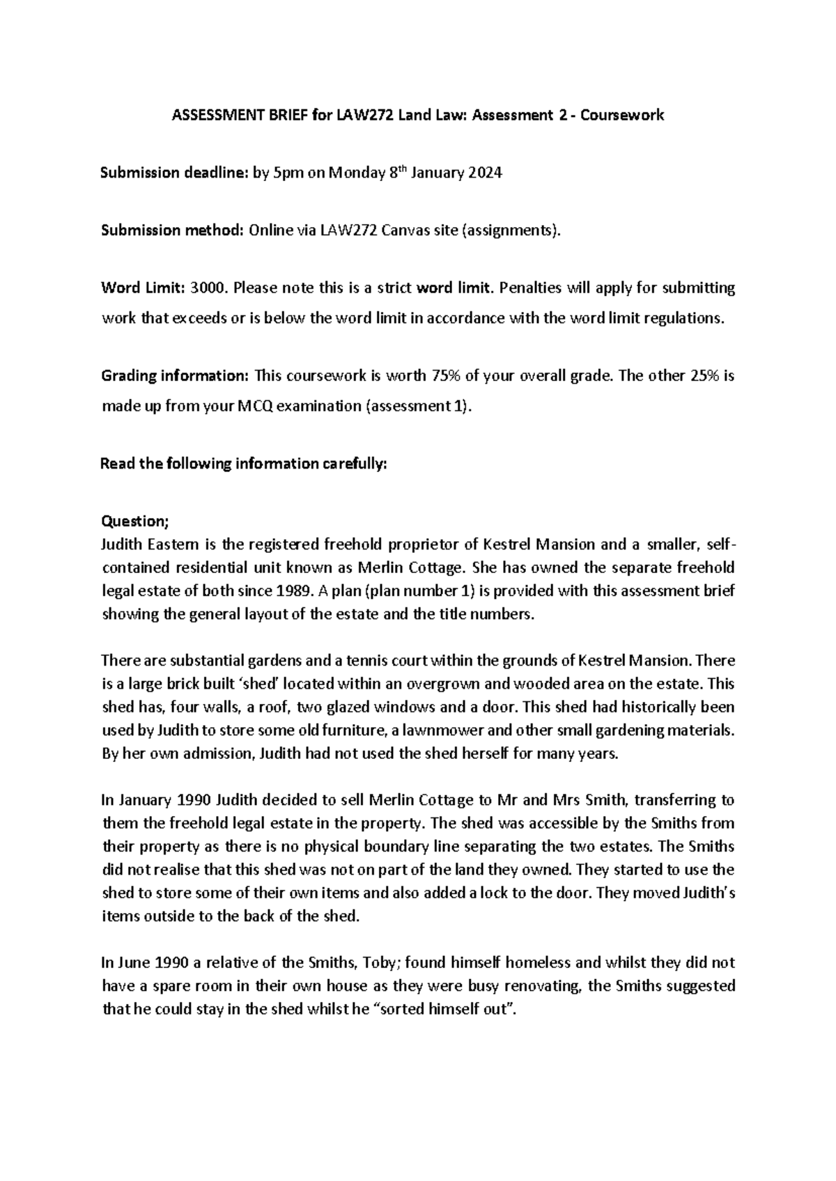 Assessment Brief for assessment 2 - coursework (1) (1)land law ...