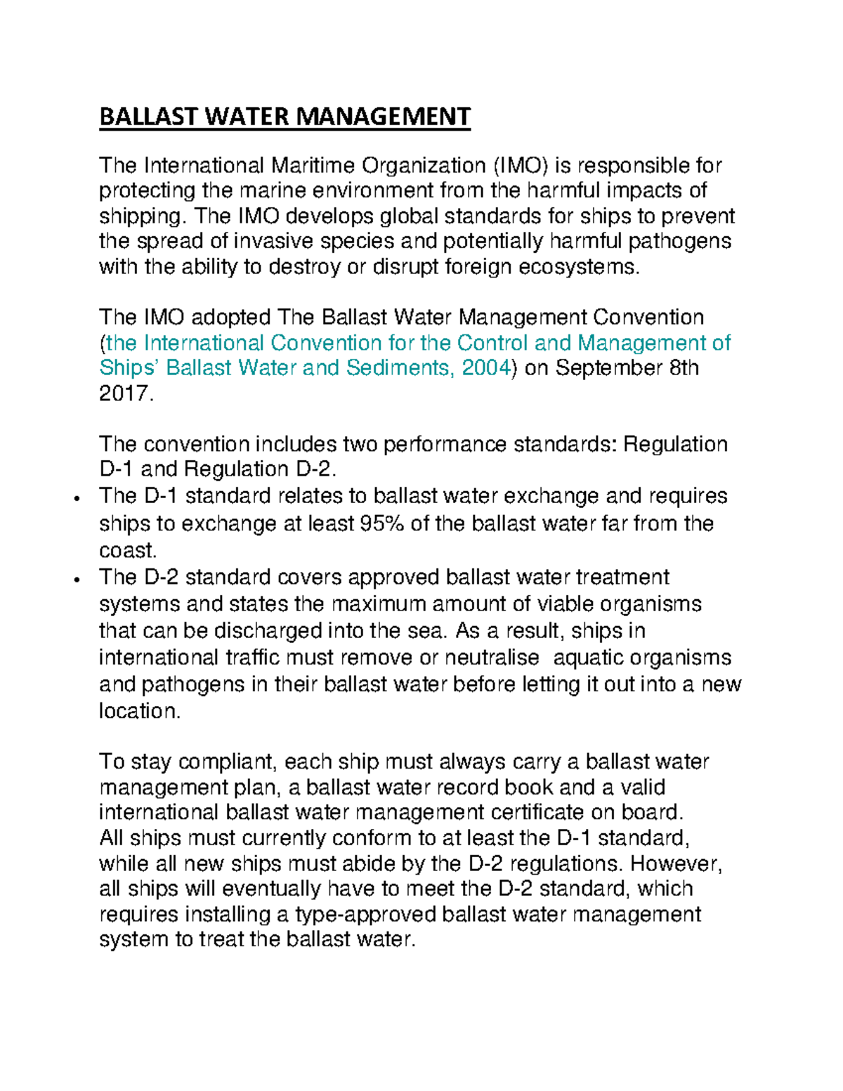 Ballast Water Management - BALLAST WATER MANAGEMENT The International ...