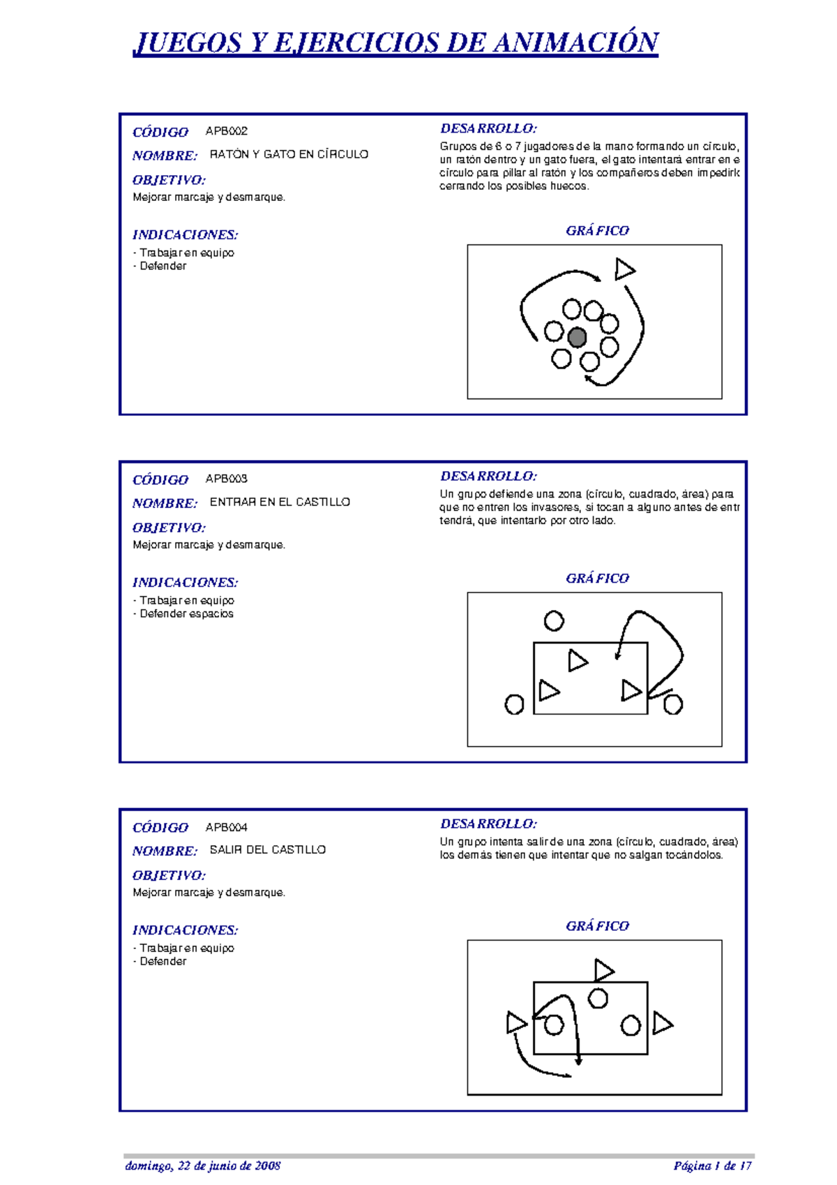 Animaci‡N - wregeahyeths - JUEGOS Y EJERCICIOS DE ANIMACIÓN APB Mejorar marcaje y desmarque ...