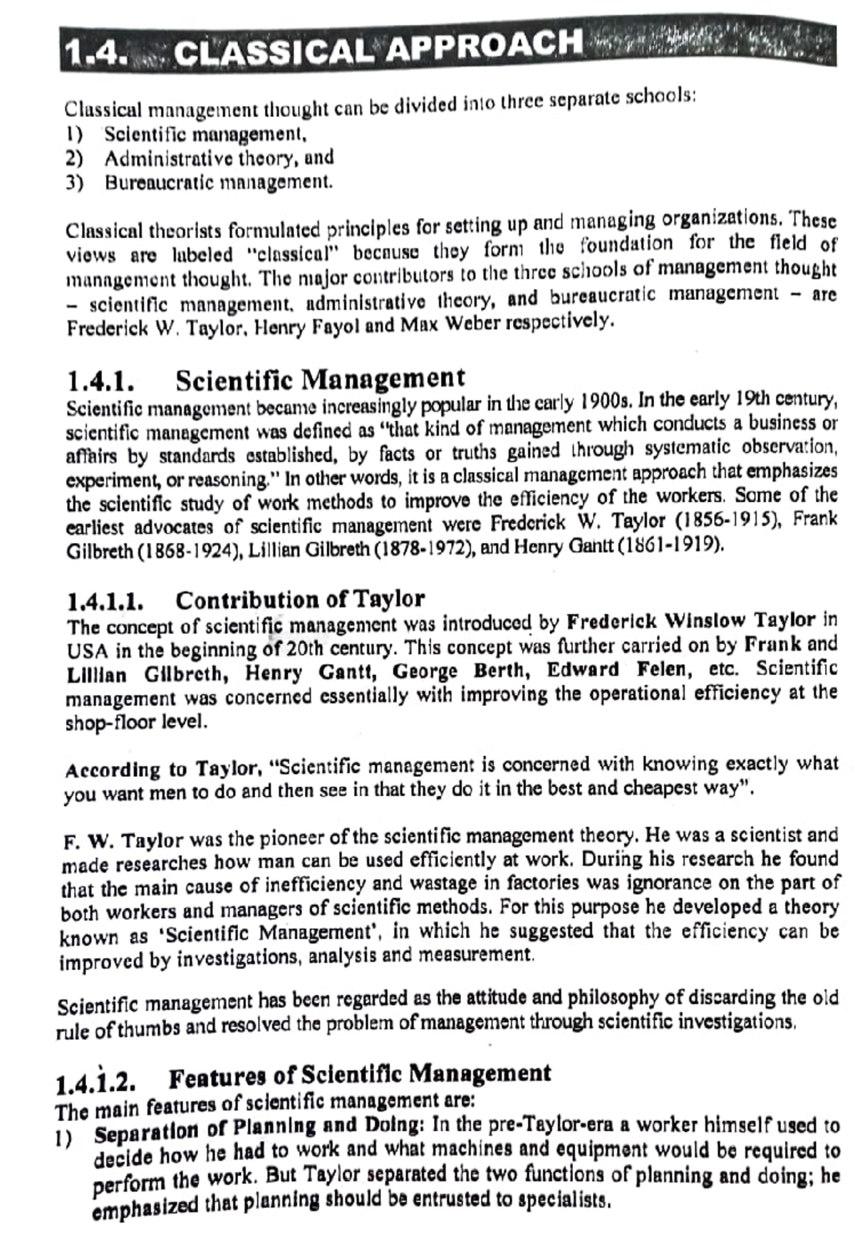 Classical Approach 1 Classical Approach Classical Management Thought