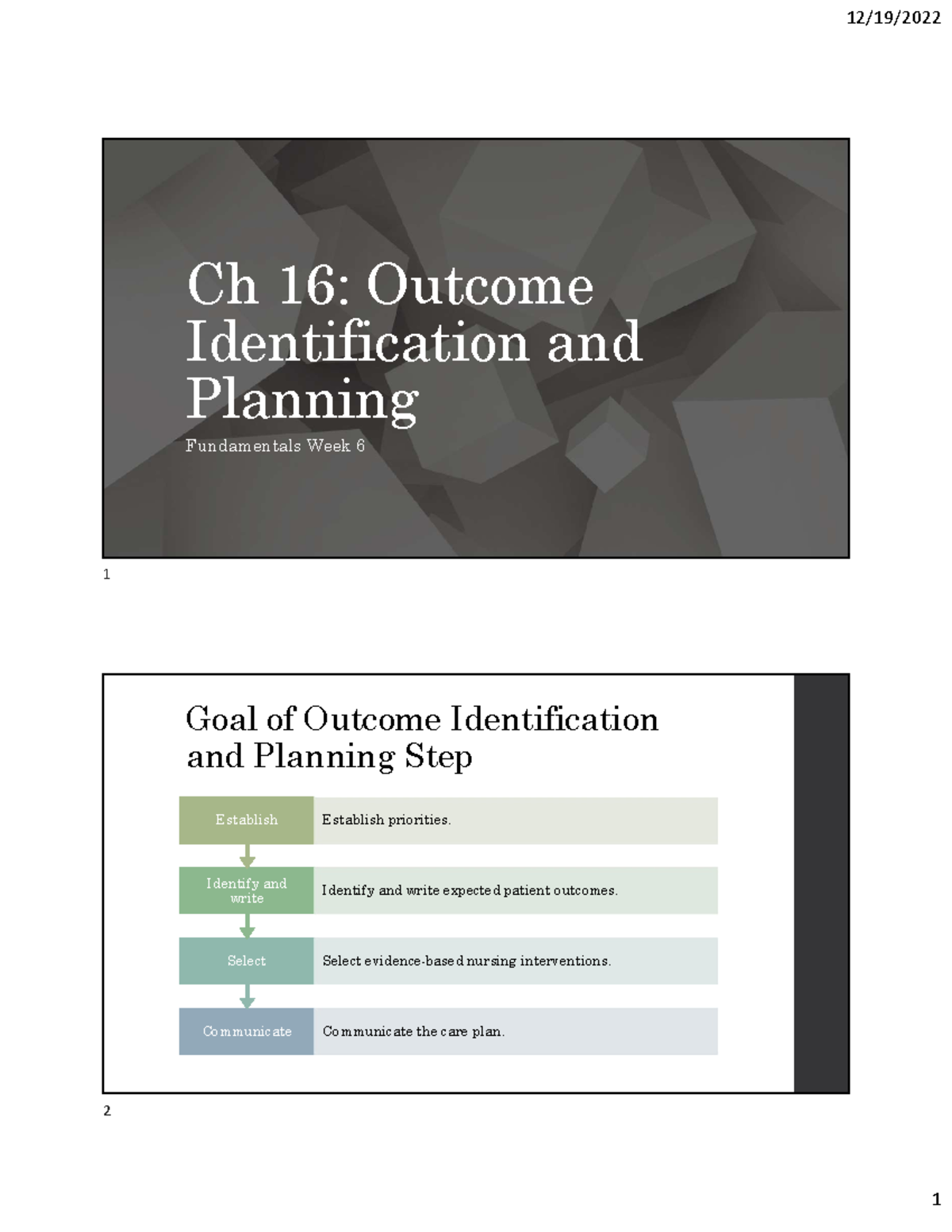 Ch 16 student - ppt - Ch 16: Outcome Identification and Planning ...