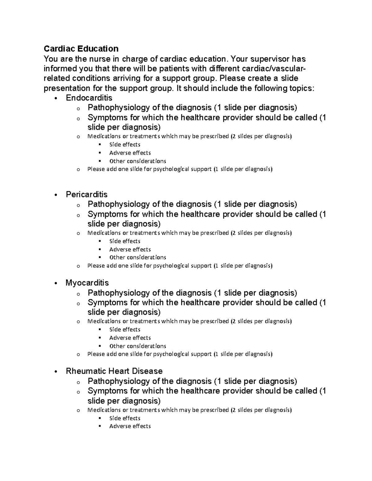 Cardiac Education - notes - Cardiac Education You are the nurse in ...