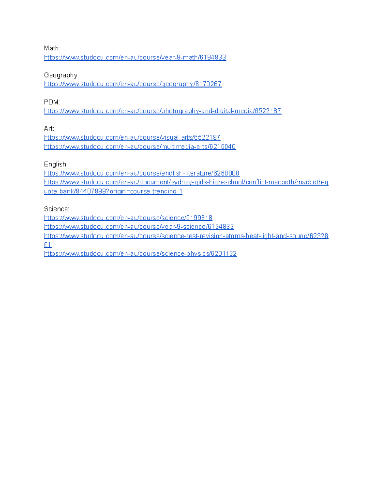 Year 9 notes - links - Math: studocu/en-au/course/year-9-math ...