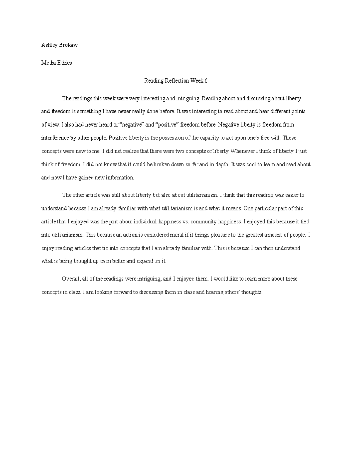 Reading reflection week 6 - Ashley Brokaw Media Ethics Reading ...