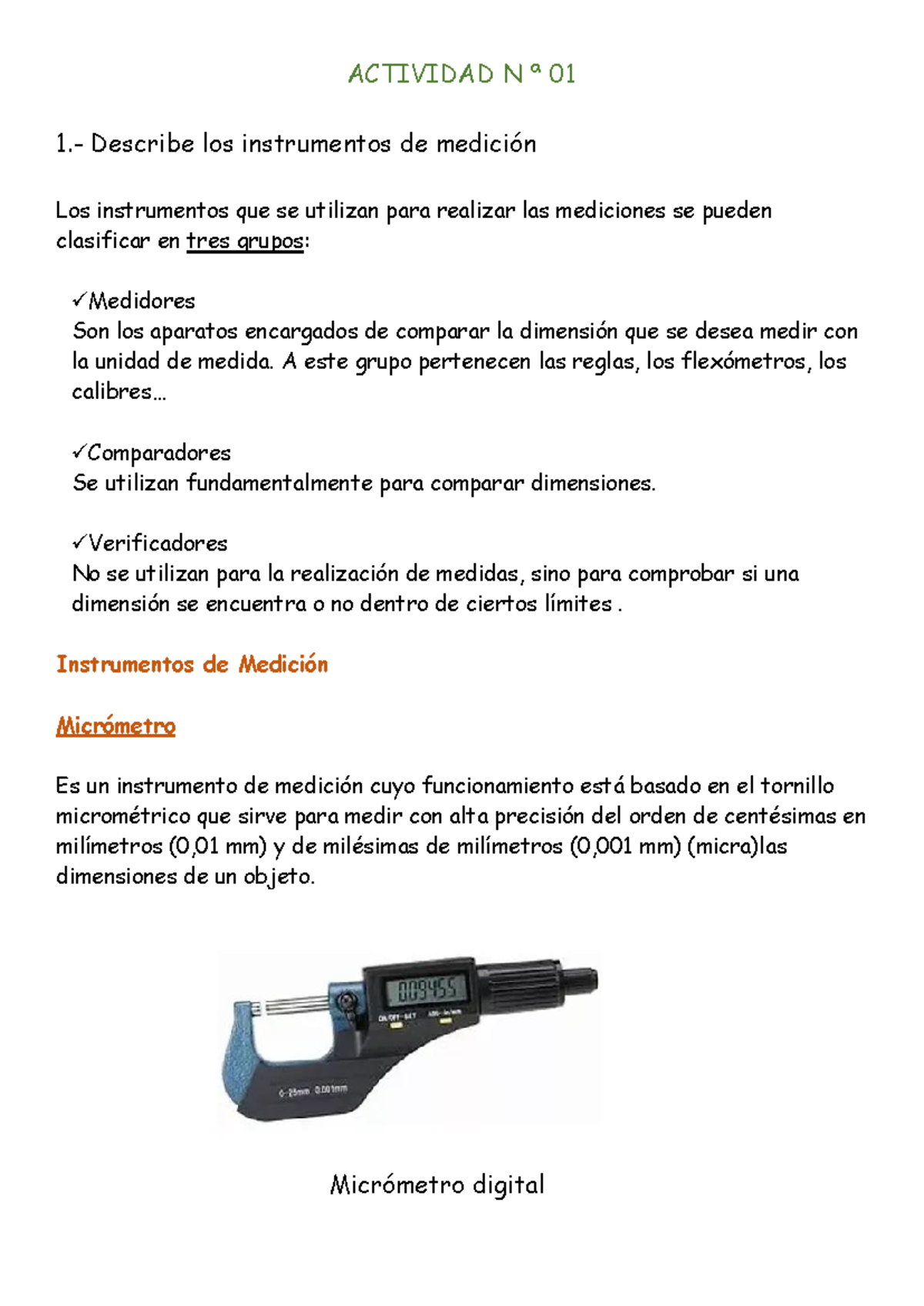 Actividad N ª 01 - algo util - ACTIVIDAD N ª 01 1.- Describe los ...
