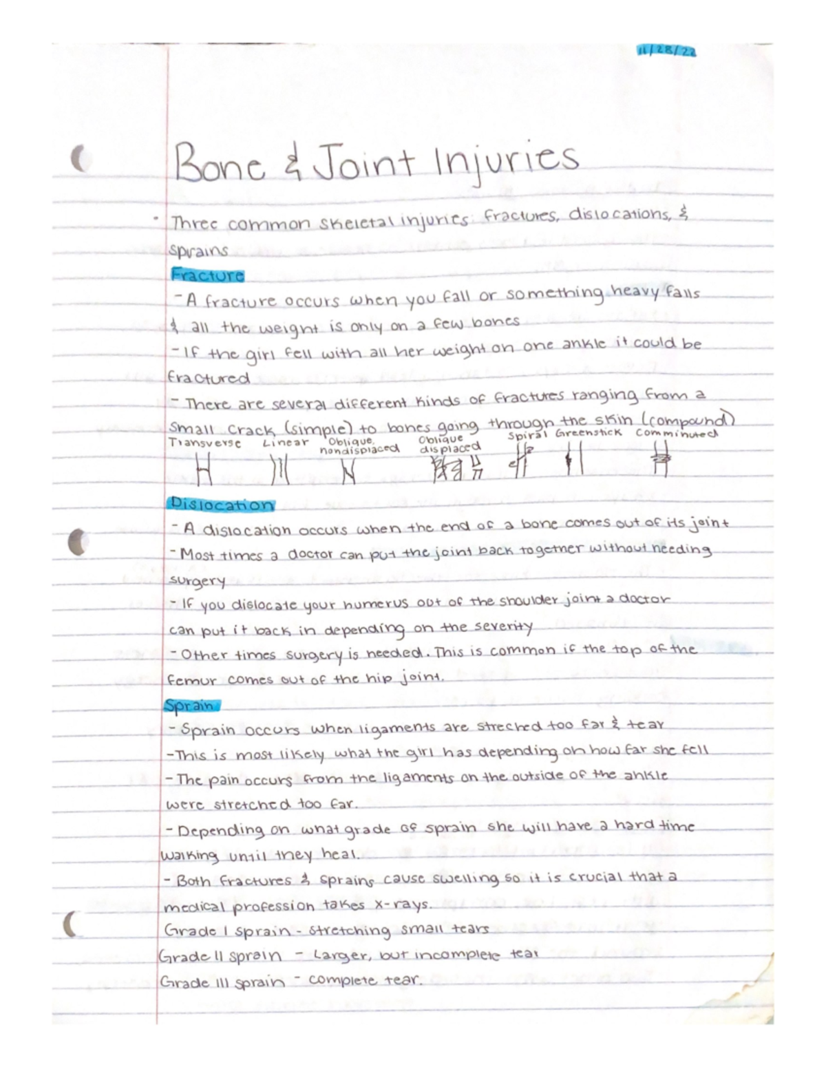 Bone and Joint Injuries - Studocu