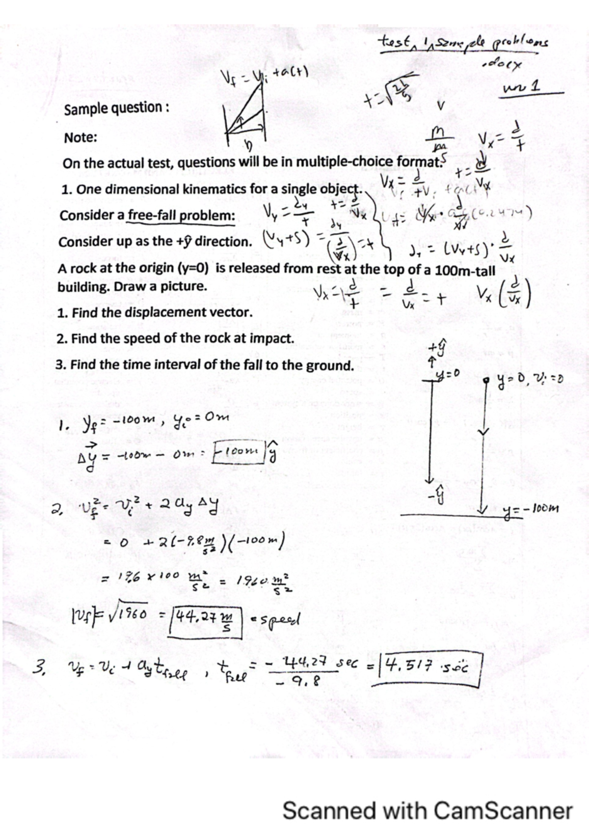 Practice Test Questions and Answers - PHYS 1111 - Studocu