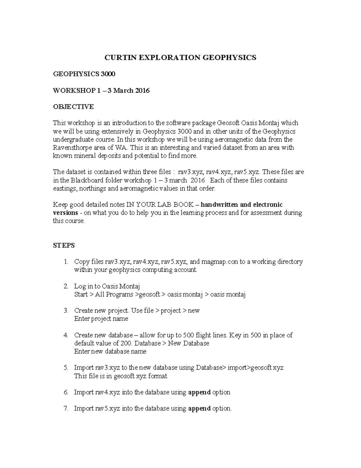 310697945 Oasis Montaj Complete Workflow Tutorial - CURTIN EXPLORATION ...