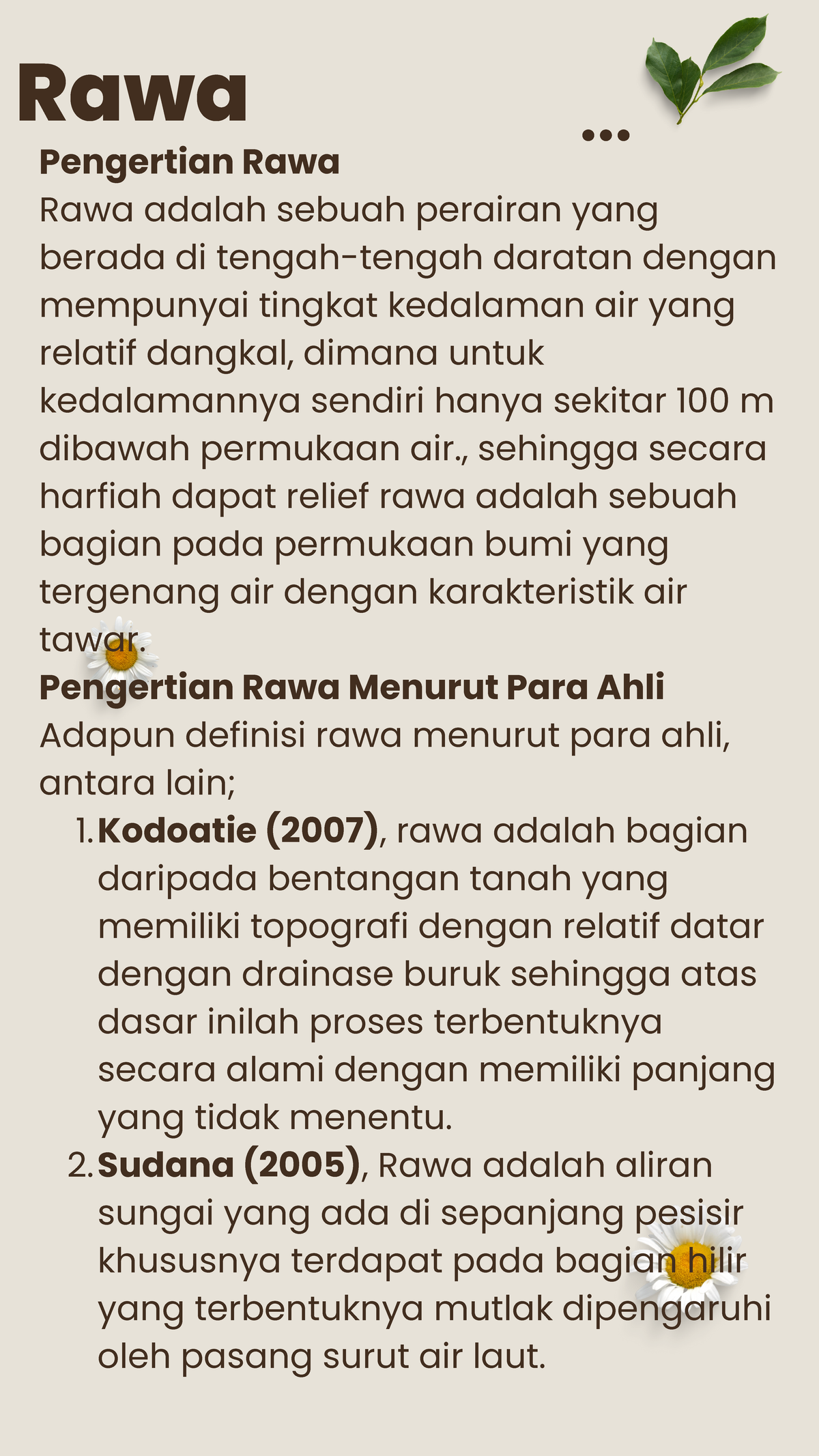 20. Pengertian Rawa - Kodoatie (2007), rawa adalah bagian daripada ...