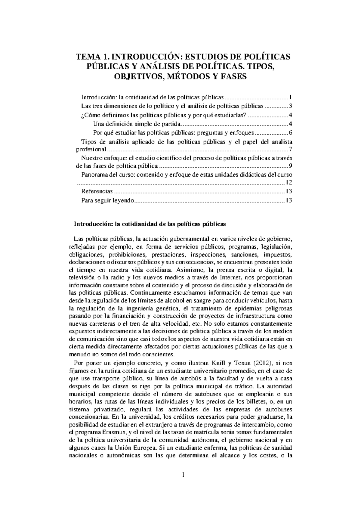 Introducción a las políticas públicas - TEMA 1. INTRODUCCIÓN: ESTUDIOS DE POLÍTICAS PÚBLICAS Y ...