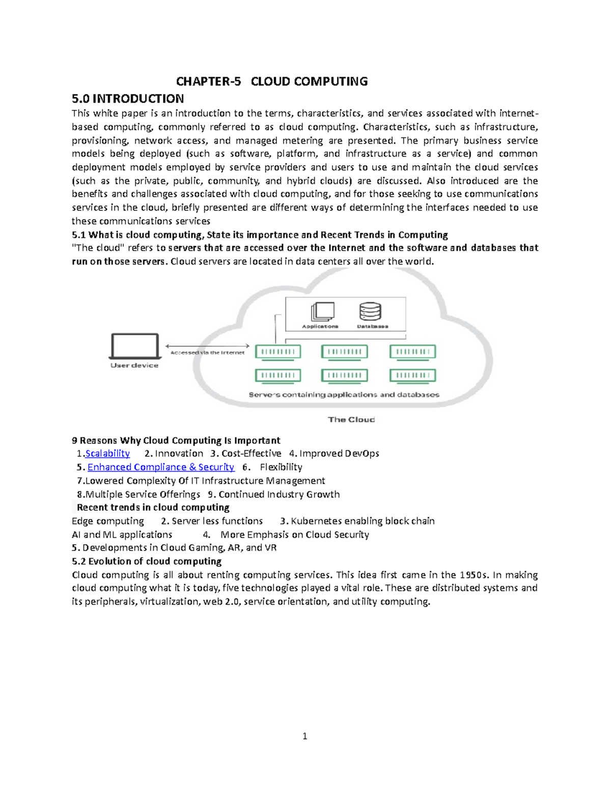 IOT Chapter 5 - Cloud computing - CHAPTER-5 CLOUD COMPUTING 5 INTRODUCTION This white paper is ...