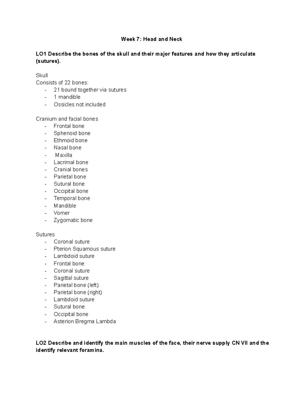 Week 7 Head and Neck - Teacher Alex Trollope - Week 7: Head and Neck ...