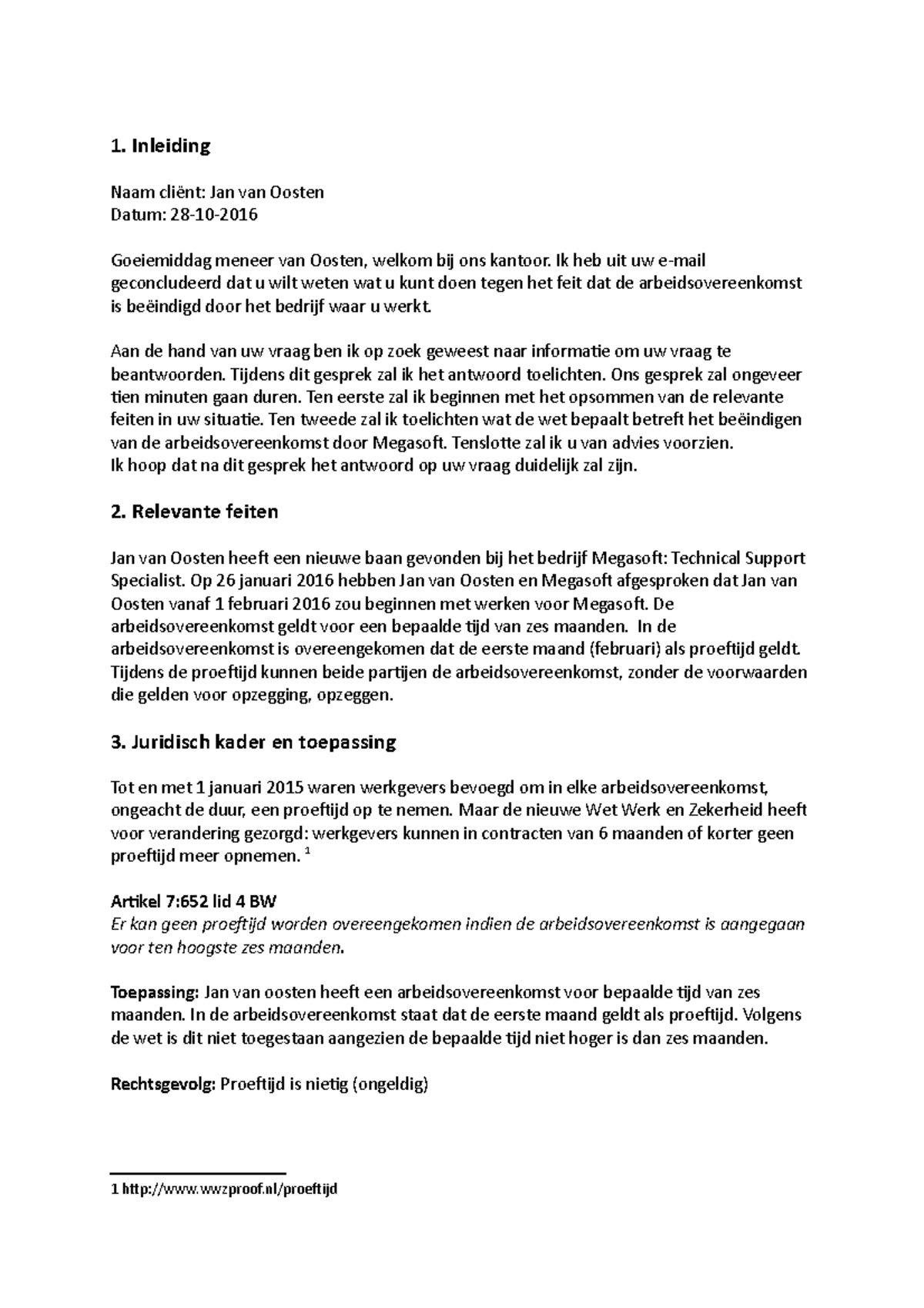 Voorbeeld voorbereiding adviesgesprek - 1. Inleiding Naam cliënt: Jan ...