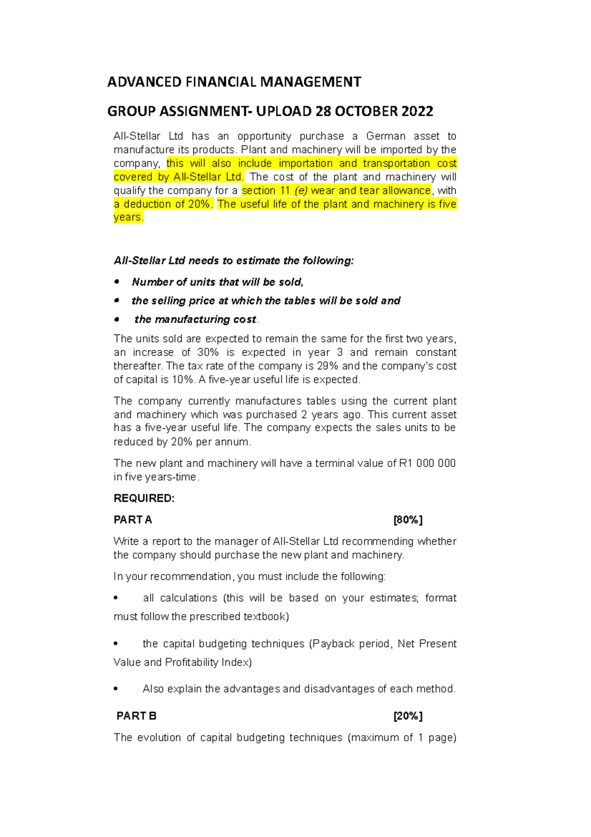 Group Assignment - studying administration doing a financial management ...