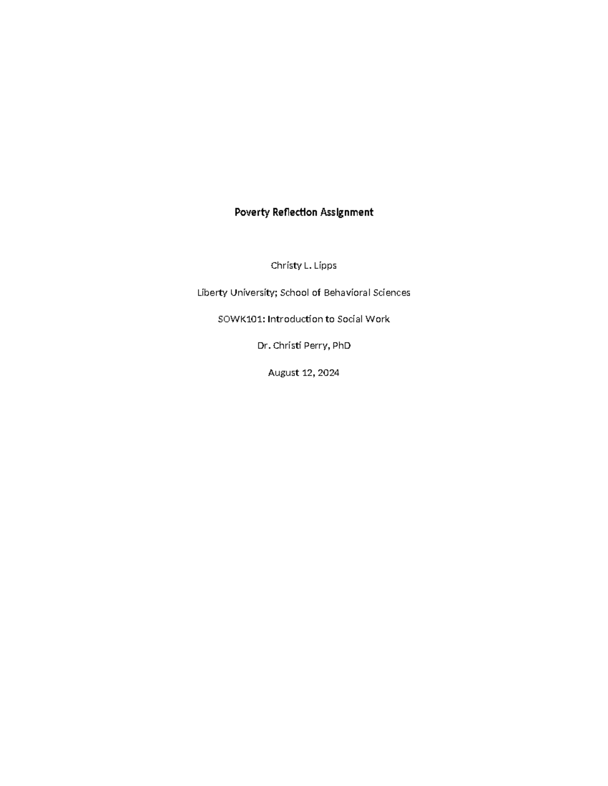 Poverty.reflection - paper on poverty in the world and it relates to me ...