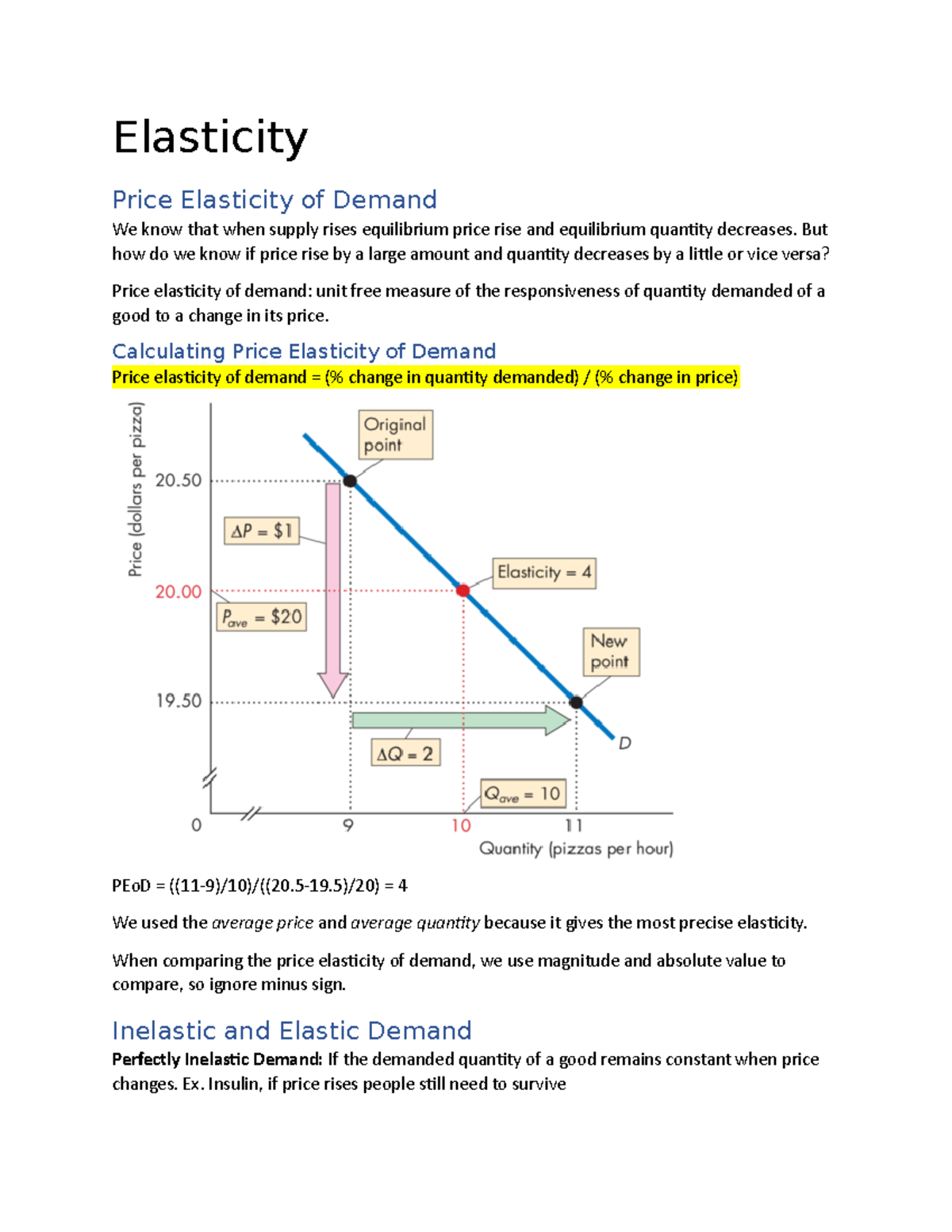 Econ Ch 4 - Lecture notes for chapter 4 - Elasticity Price Elasticity ...