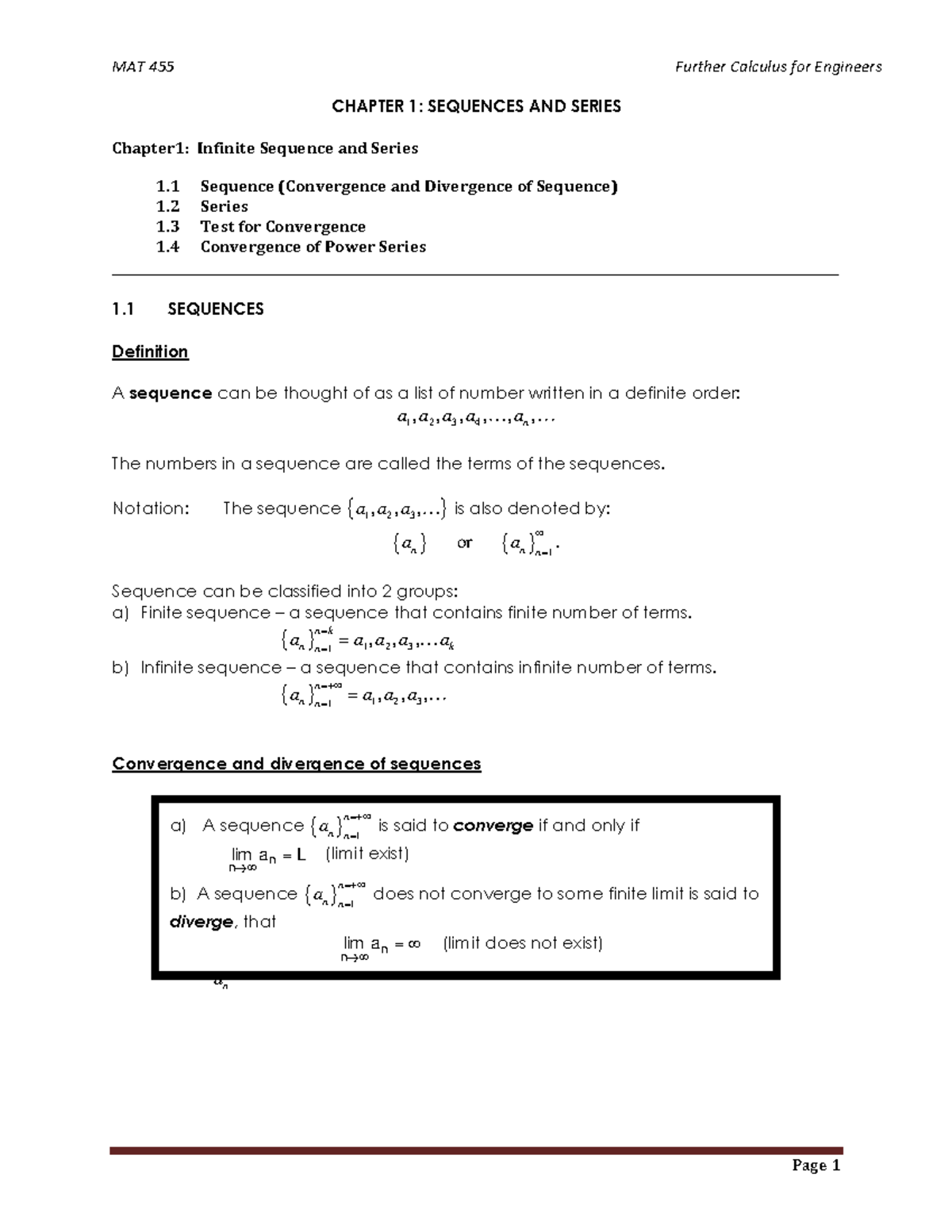 Notes Chapter 1 Std Ver - CHAPTER 1: SEQUENCES AND SERIES Chapter1 ...