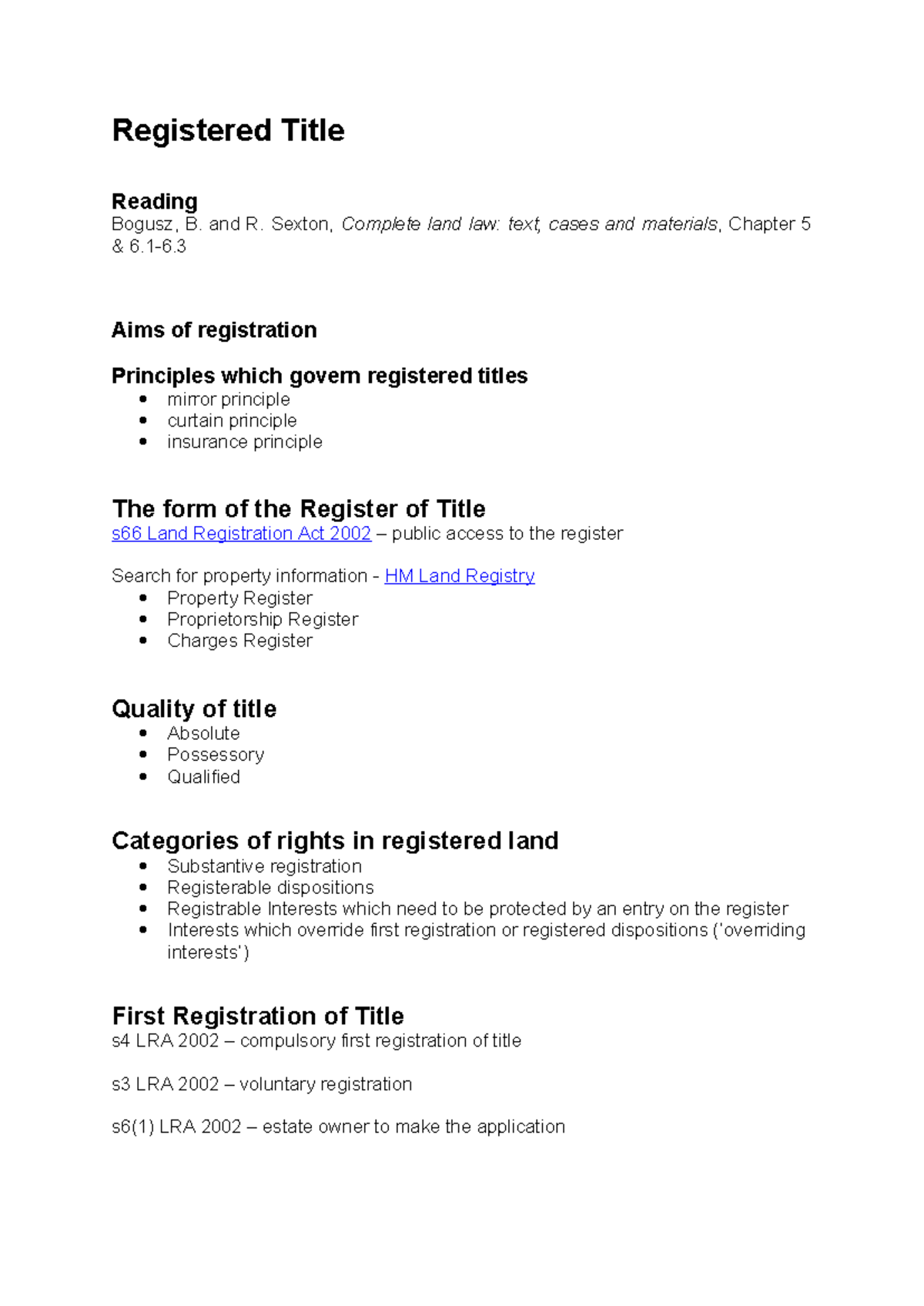 2122 Registered land - work - Registered Title Reading Bogusz, B. and R ...