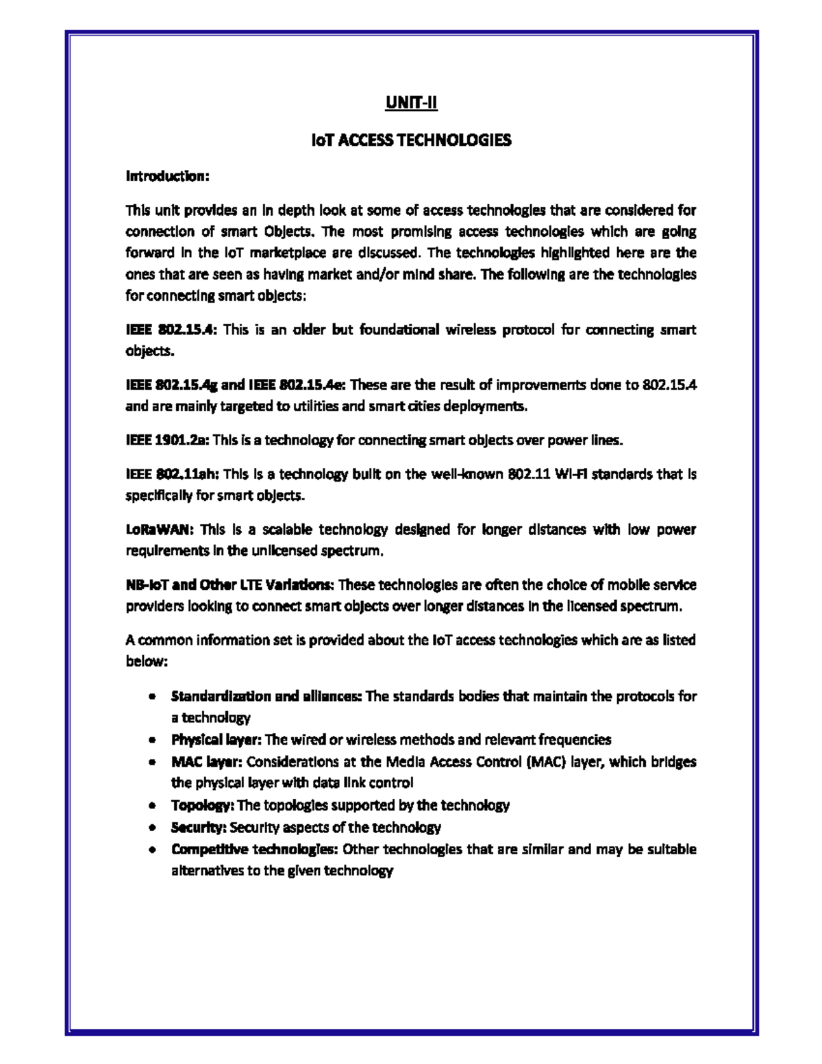 Unit-3 communication & networking - loT ACCESS TECHNOLOGIES ...