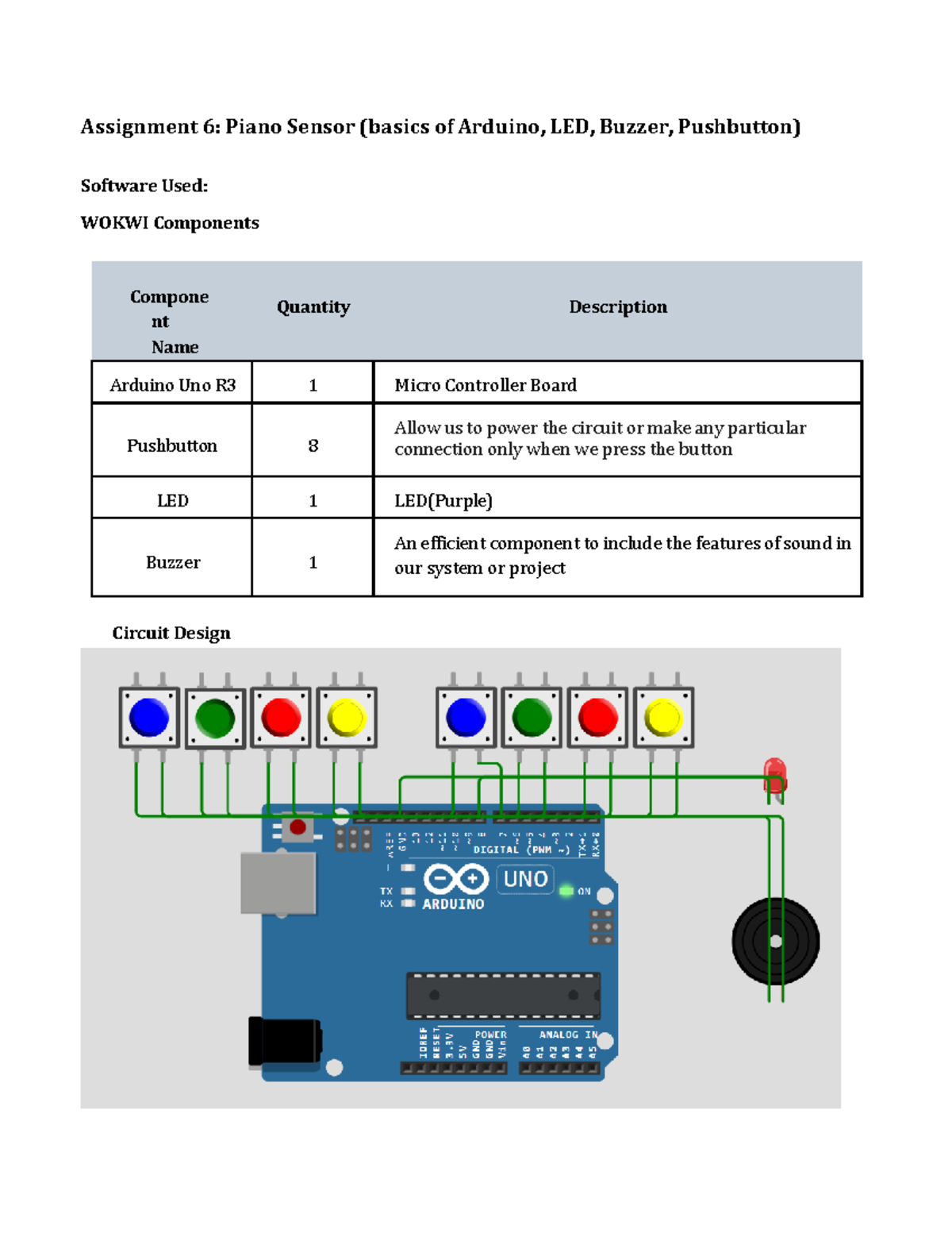 IOT 6 - Assignment 6: Piano Sensor (basics of Arduino, LED, Buzzer ...