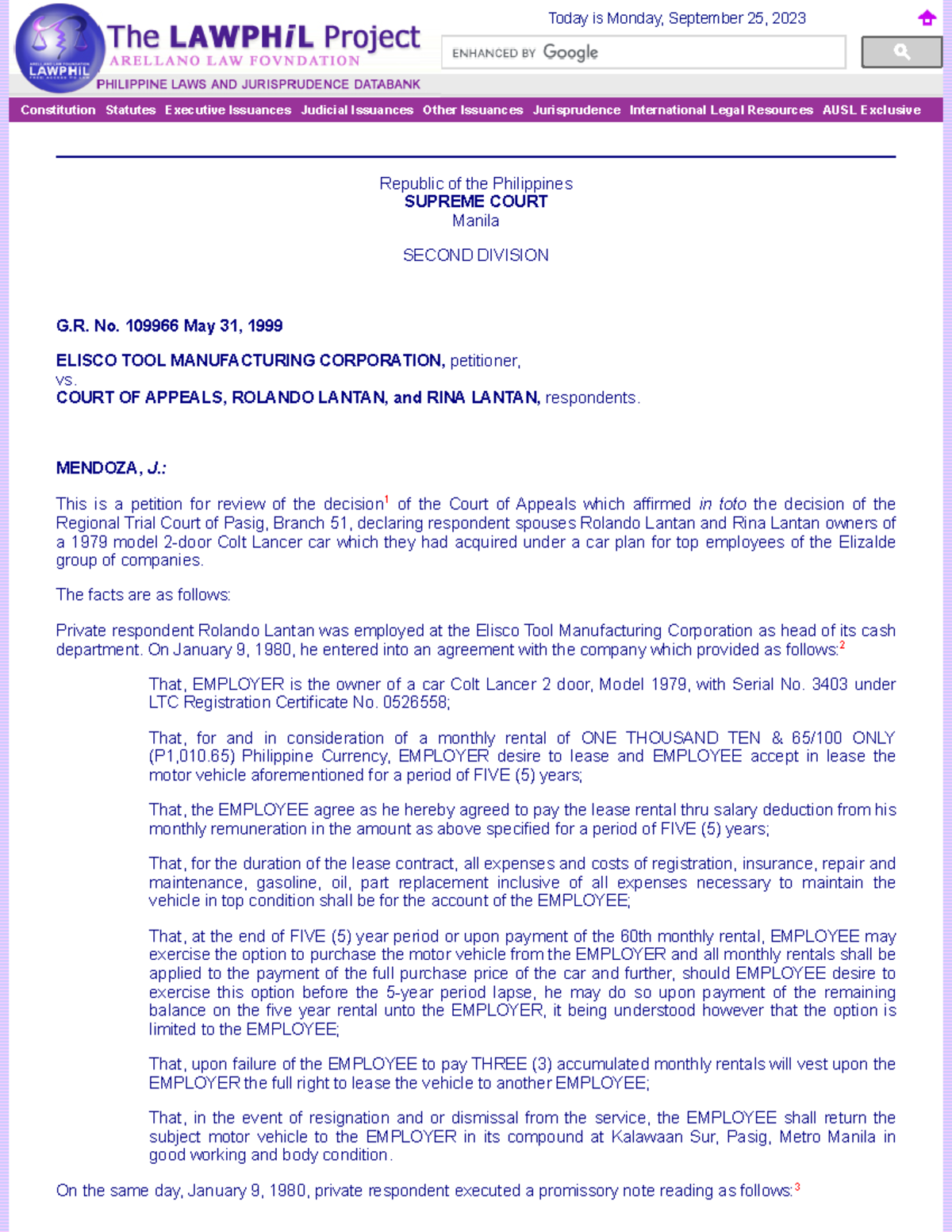 Elisco Tool Manufacturing Corp. vs. CA, G.R. No. 109966, May 31, 1999 ...