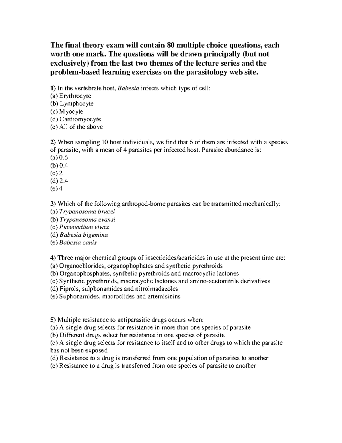 Sample/practice exam 2019, questions - The final theory exam will ...
