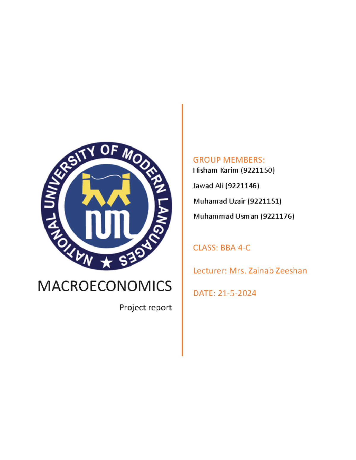 Macroeconomics project report - MACROECONOMICS Project report GROUP ...