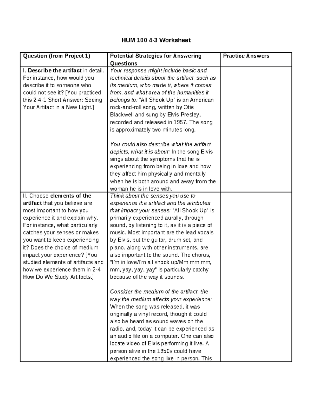 HUM 100 4-3 Worksheet - HUM 100 4-3 Worksheet Question (from Project 1 ...