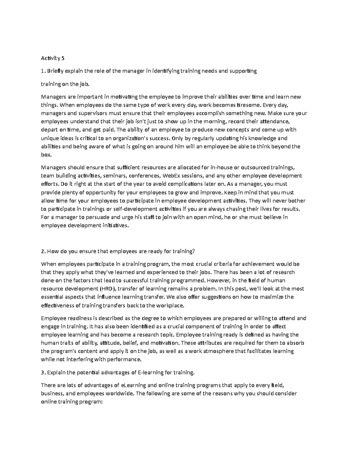 Activity 5 - Assignment and activities in human resource management ...