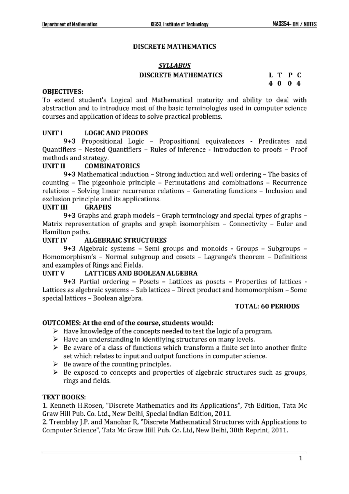 Discrete Mathematics Syllabus - Artificial intelligence - Studocu Discrete Mathematics Syllabus - Artificial intelligence - Studocu