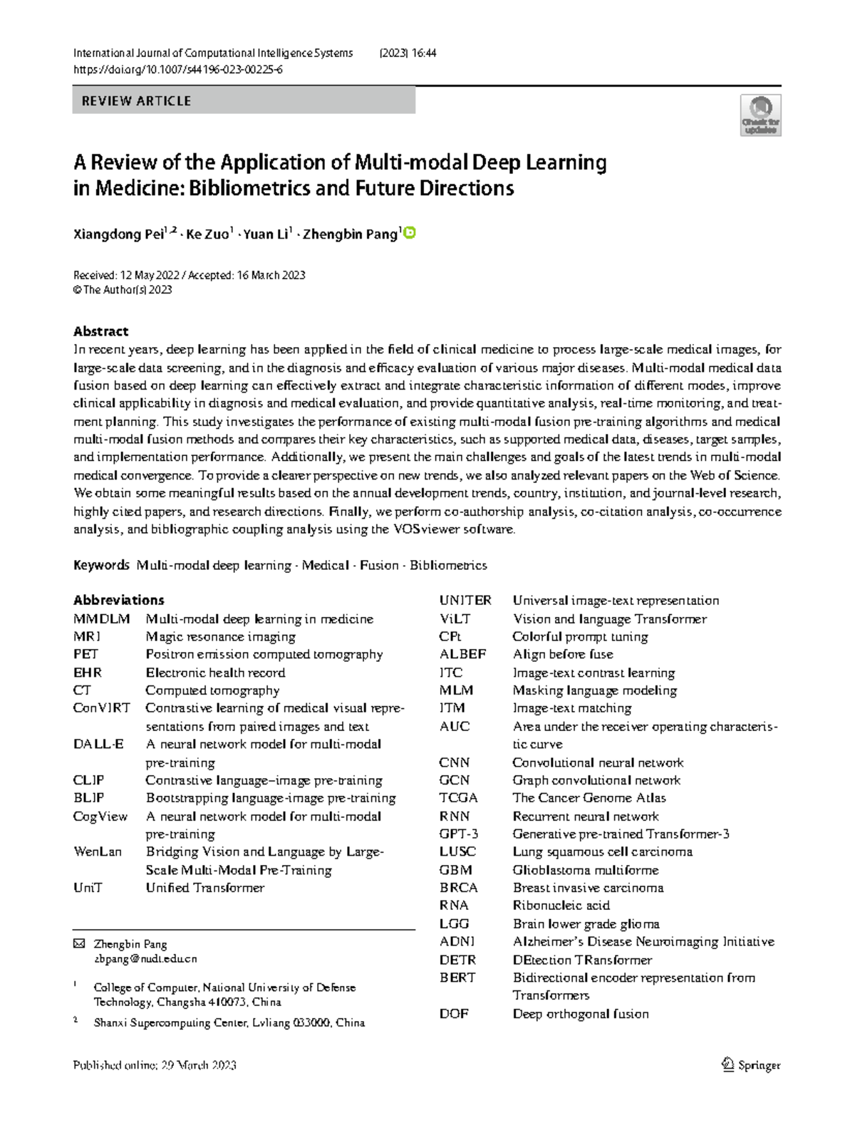 A Review of the Application of Multi-modal Deep Learning in Medicine ...