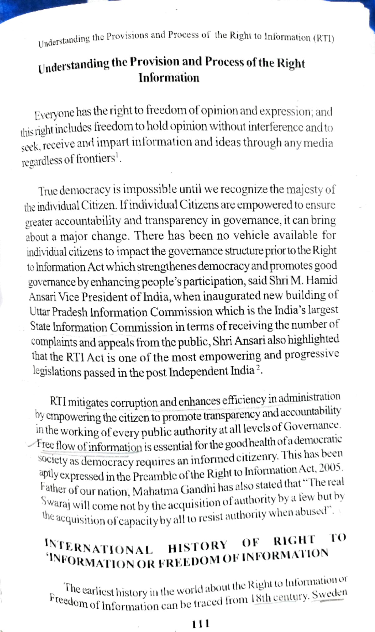 RTI 1 - Understanding the Provisions and Process of the Right to ...