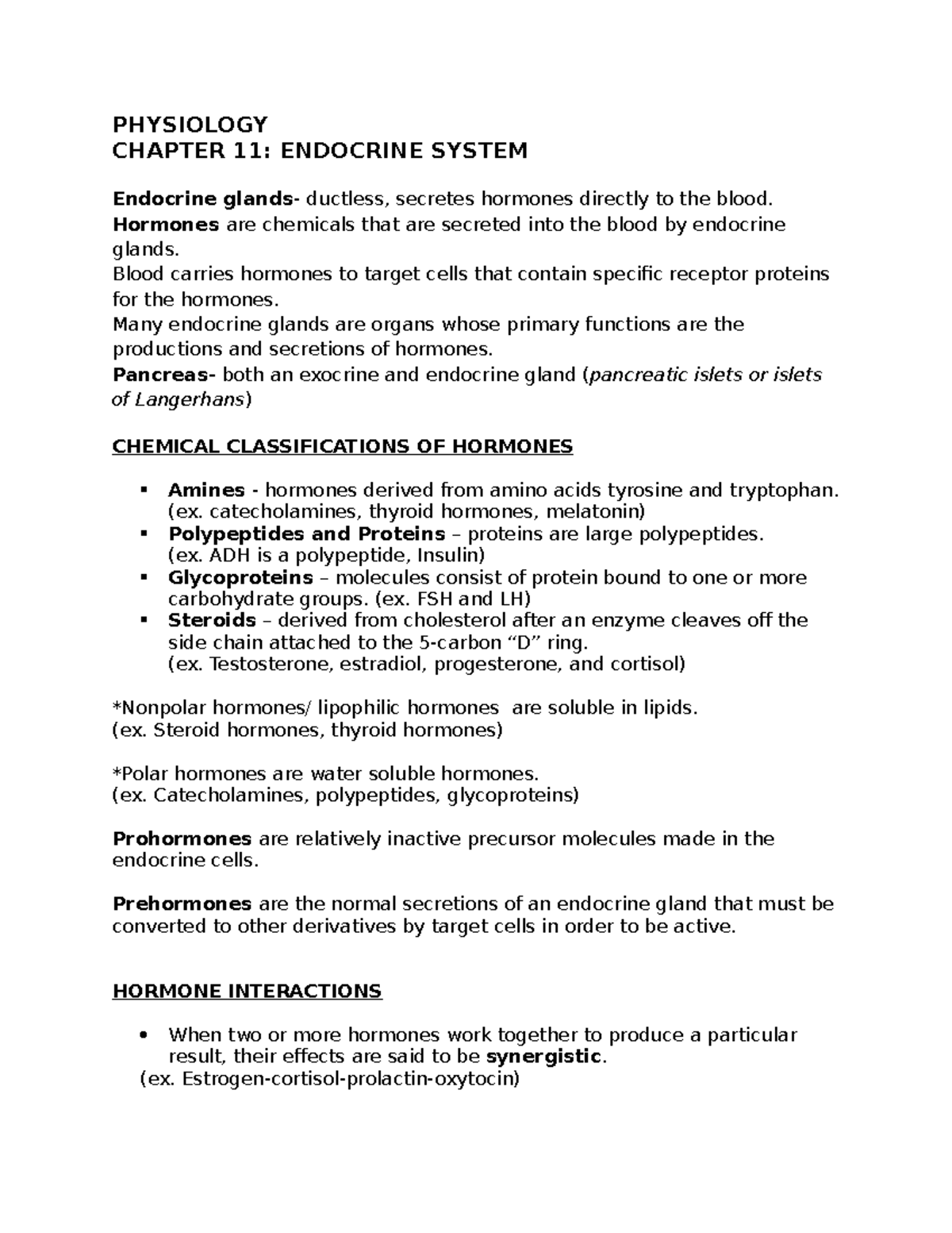 Endocrine System - PHYSIOLOGY CHAPTER 11: ENDOCRINE SYSTEM Endocrine ...