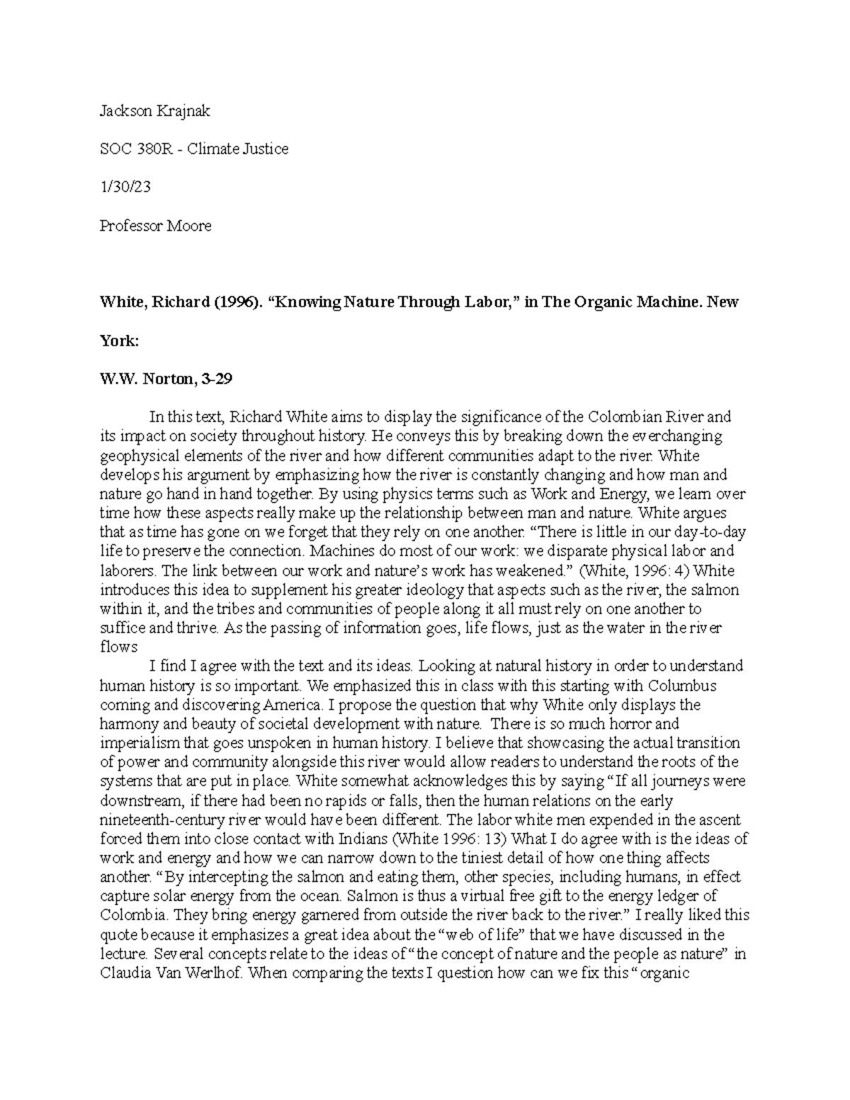 Critical Annotation HW #2 - Jackson Krajnak SOC 380R - Climate Justice ...