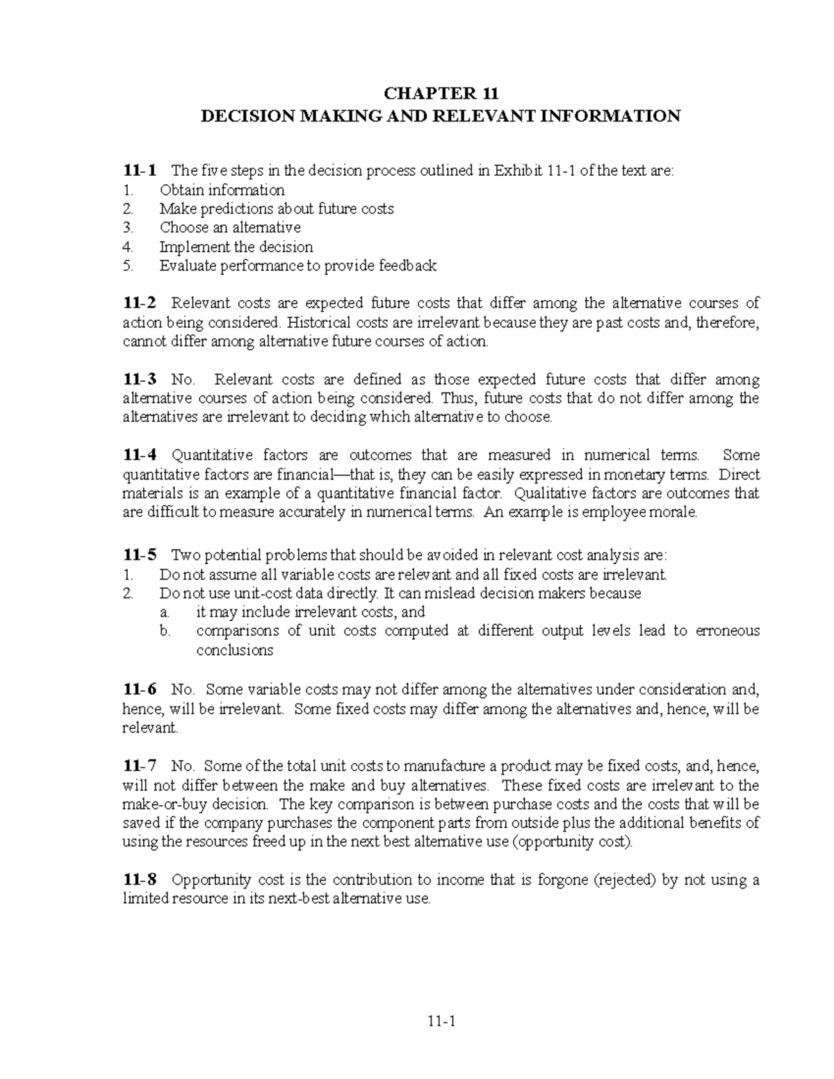 Chapter 11 solutions manual - ACCT 2301 - Studocu
