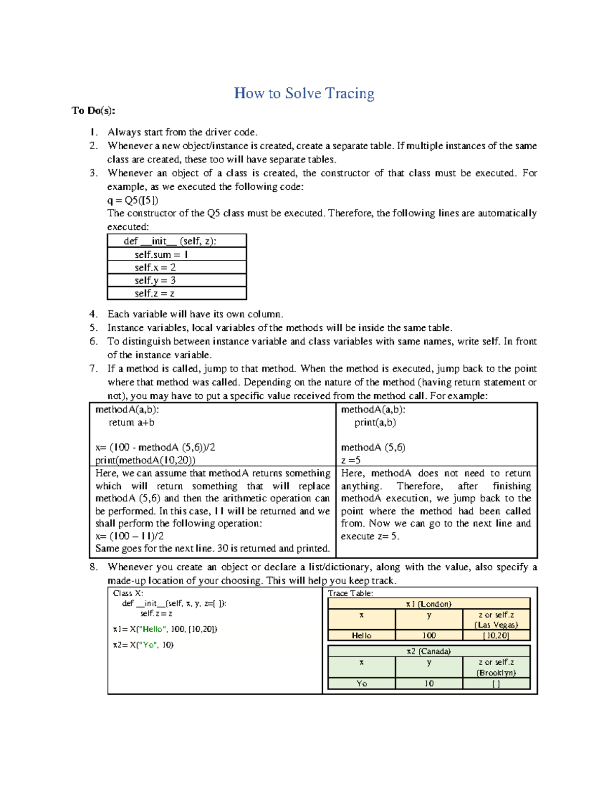 Tracing Max Prep - How to Solve Tracing To Do(s): 1. Always start from ...