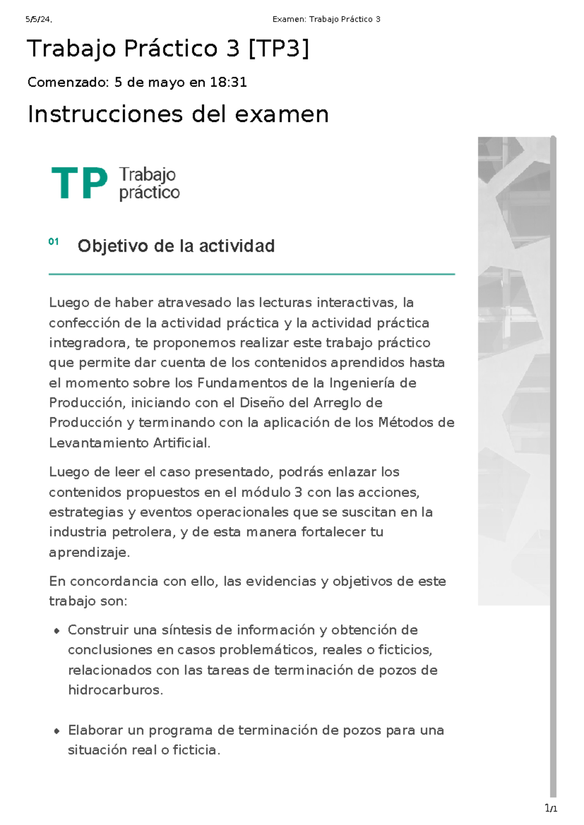 Examen Trabajo Práctico 3 [TP3] term - 19: [TP3] Trabajo Práctico 3 [TP3] Comenzado: 5 de mayo ...