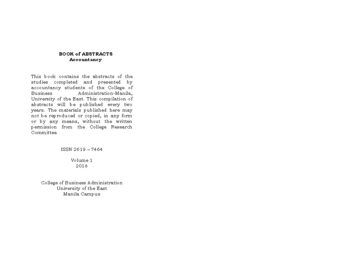 Book of Abstracts 2013-2017 Accountancy Vol. 1 - BOOK of ABSTRACTS ...