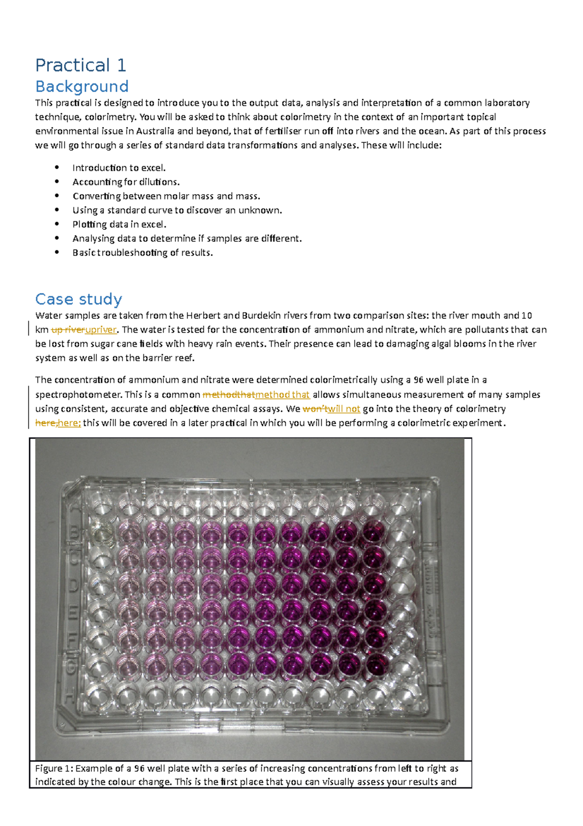 Practical 1 - Enzyme Instructions - Practical 1 Background This ...