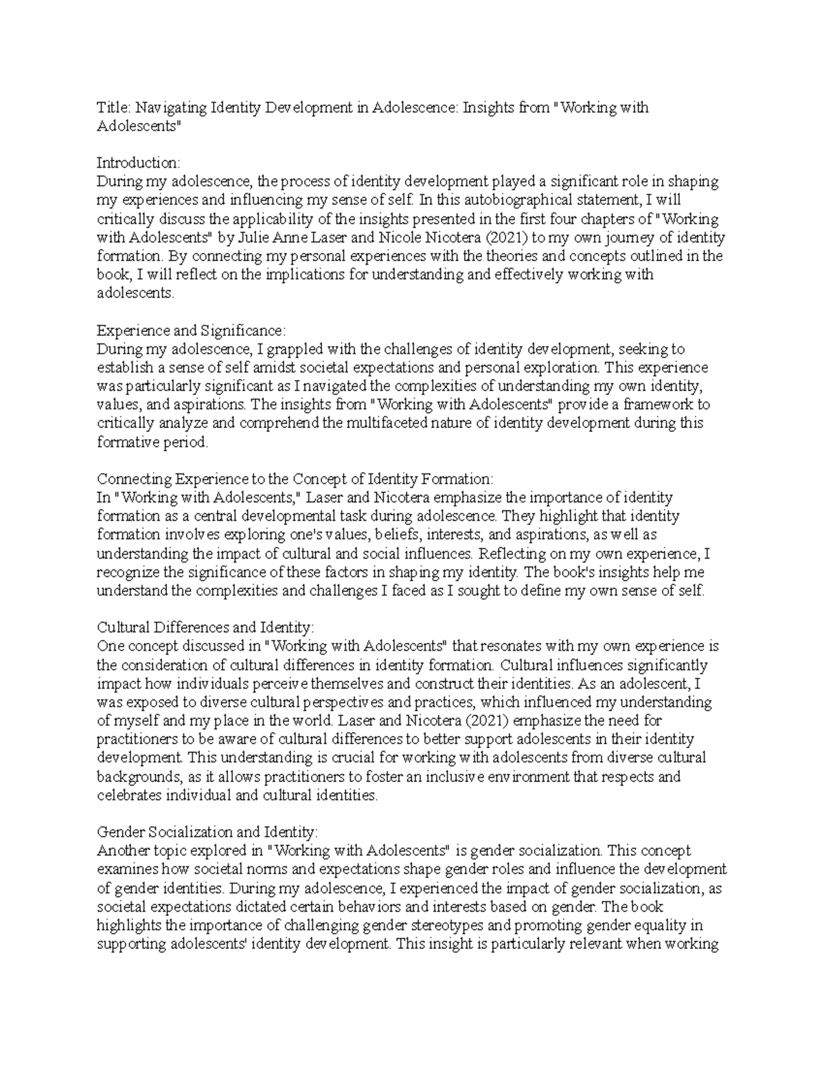 Auto Biographical Statement - AHSC 314 - Concordia - Studocu