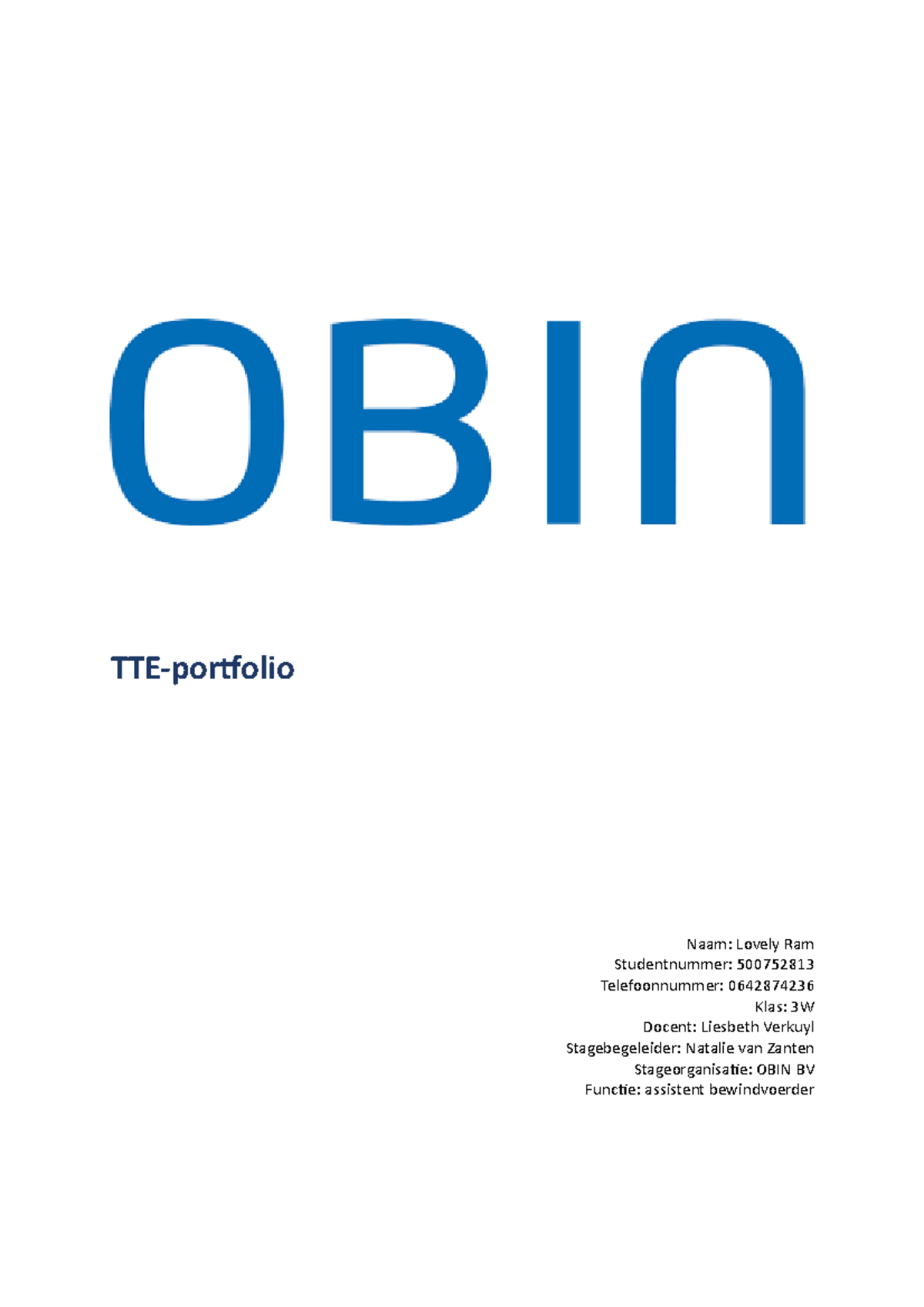 TTE-portfolio Lovely Ram 500752813 - TTE-porfolio Naam: Lovely Ram ...