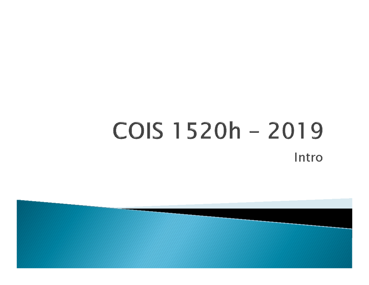 0 Introduction 1520h 2019 - Intro Instructor: Instructor: Jacques ...
