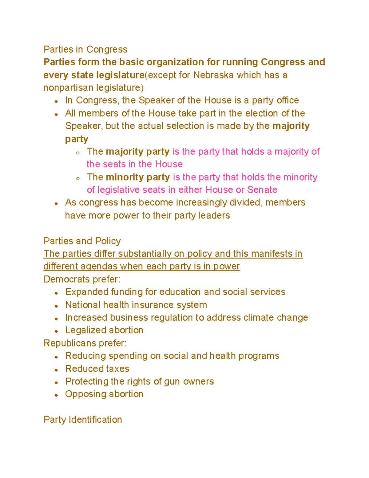 Part 2 to Political Parties - Parties in Congress Parties form the ...