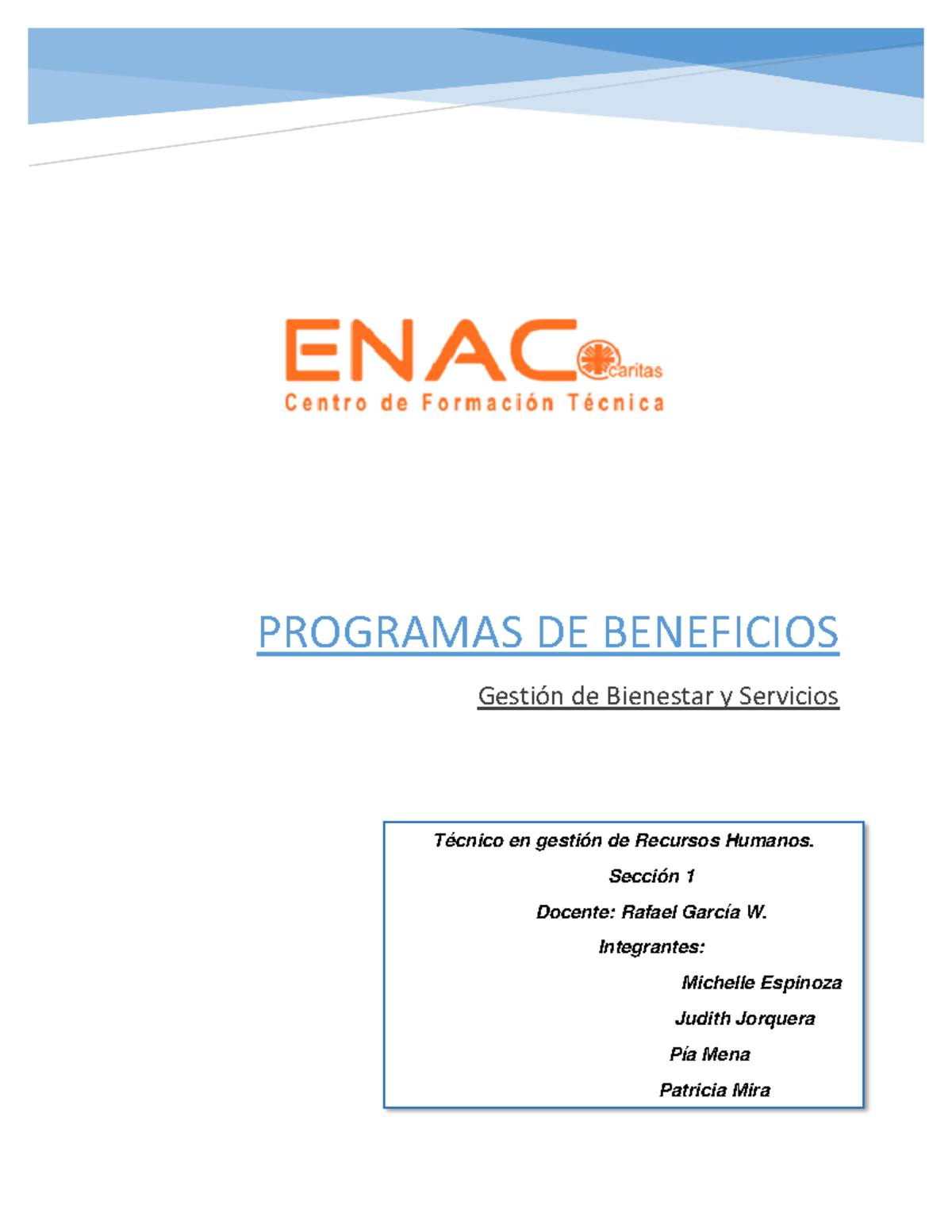 Programas de beneficios - PROGRAMAS DE BENEFICIOS GestiÛn de Bienestar y Servicios Técnico en ...