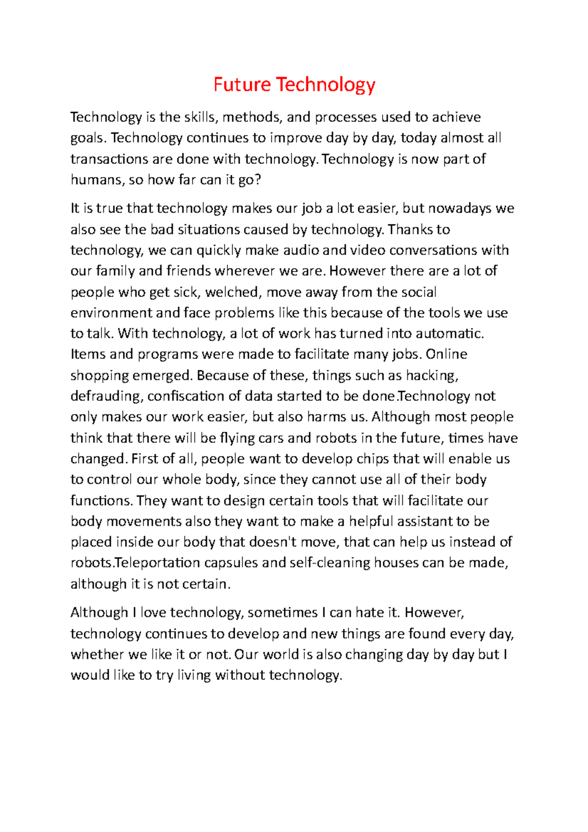 Future Technology Article - Future Technology Technology is the skills ...