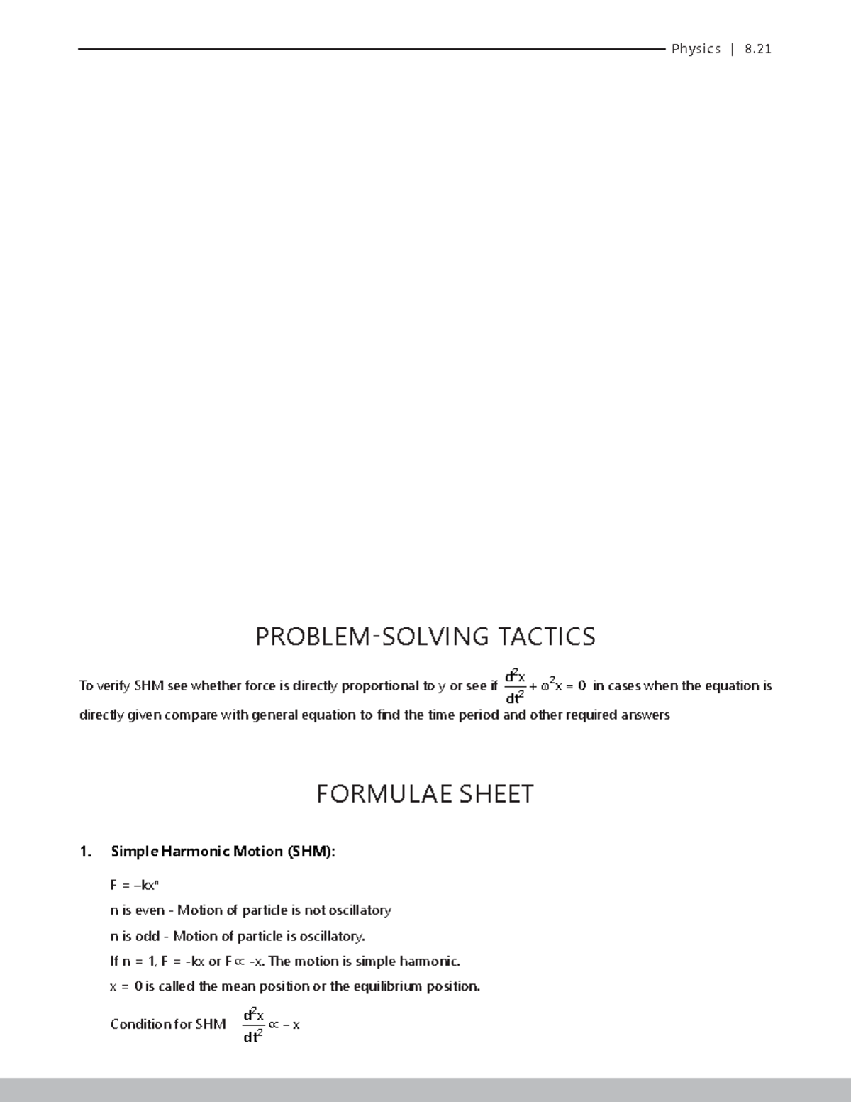 8.Simple-Harmonic-Motion-and-Elasticity Problem- Solving- Tacticsformulae-sheet 2 - Physics | 8 ...