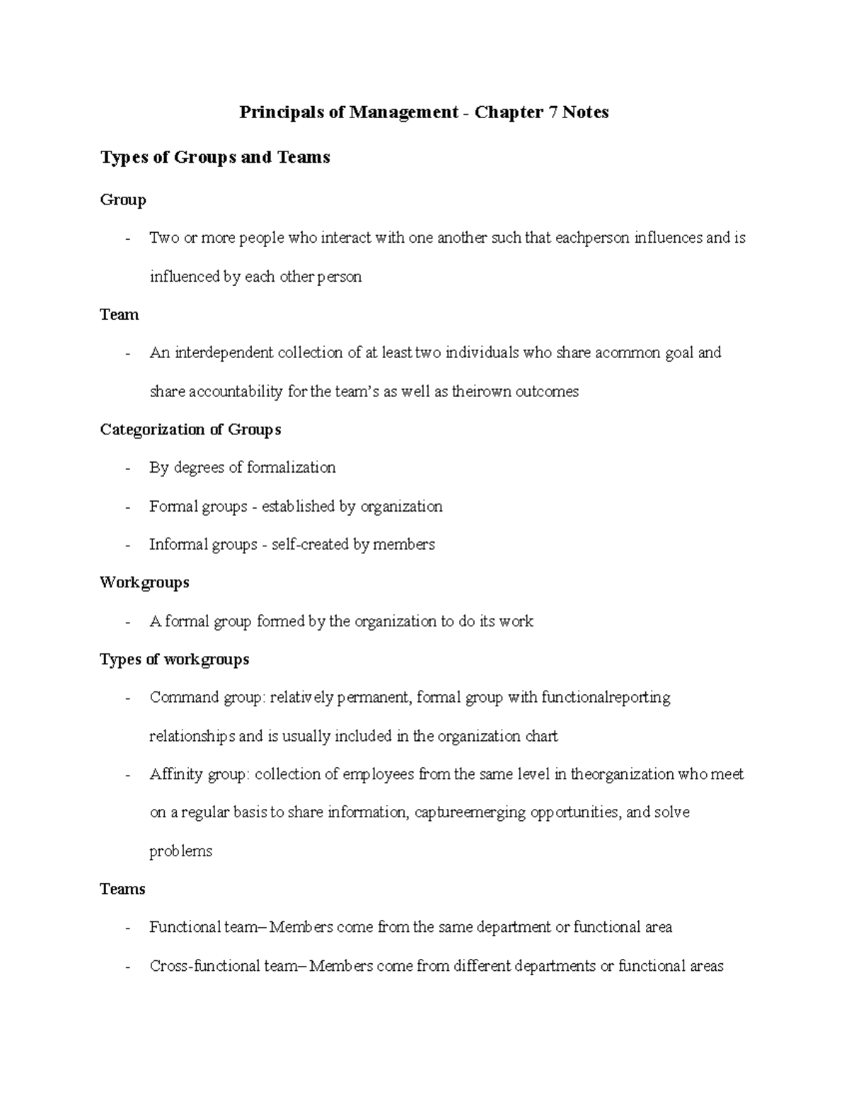 Managment Chapter 7 Notes - Principals of Management - Chapter 7 Notes ...
