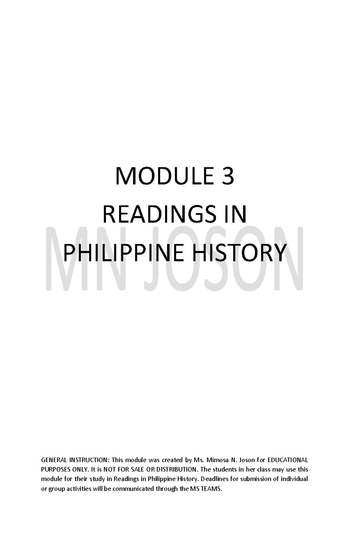 Module 3 in RPH v2 - This is for students who had like to advance ...