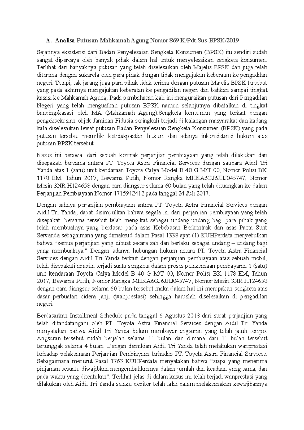 Analisa putusan BPSK (Badan Penyelesaian Sengketa Konsumen) terhadap ...