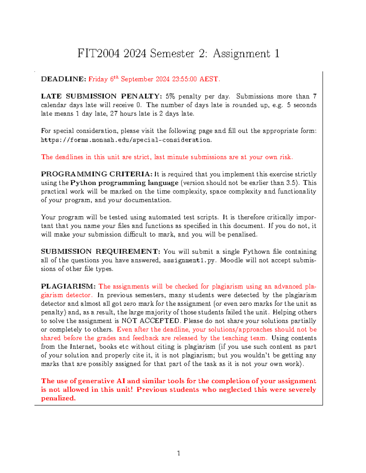 FIT2004 2024 Sem02 Assignment v20240829 1709 - FIT2004 2024 Semester 2: Assignment 1 DEADLINE ...